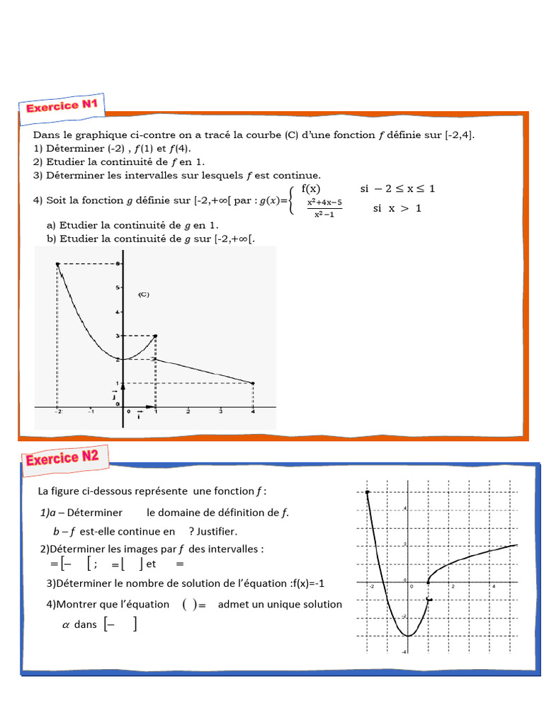 Série D'exercices N°1 - Math - Limite Et Continuité - Bac Economie ...