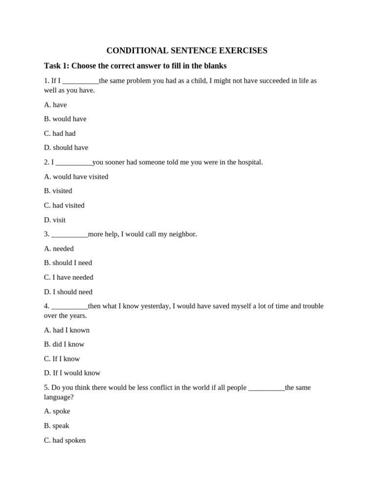 Conditional Sentence Exercises | PDF