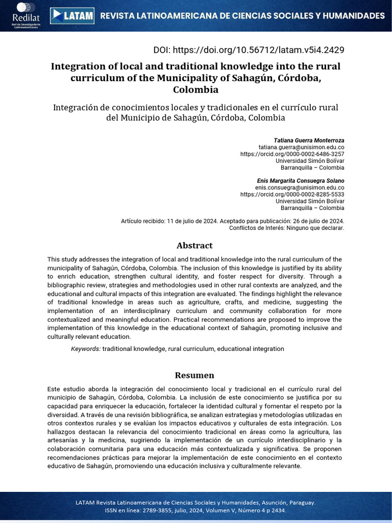 Integration of Local and Traditional Knowledge Int | PDF
