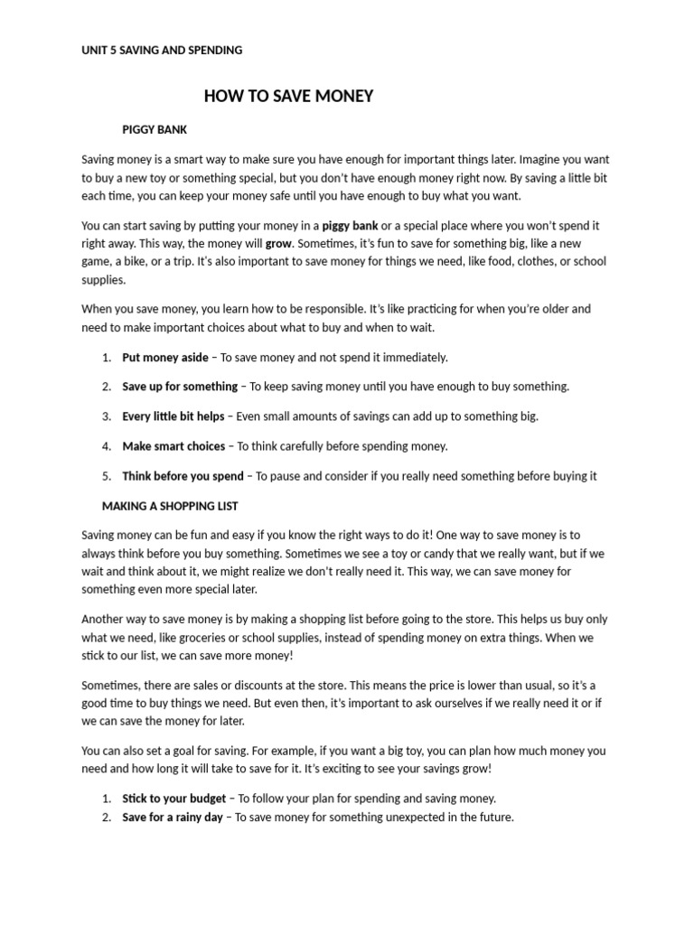 How To Save Money | PDF