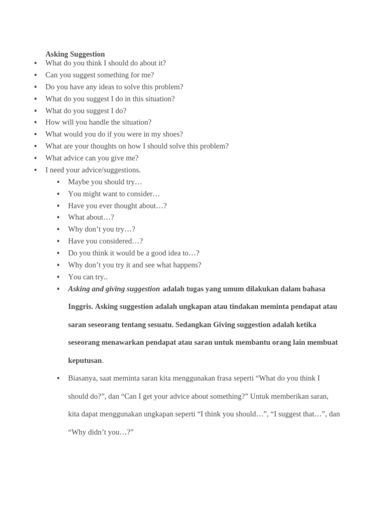 Asking Suggestion | PDF
