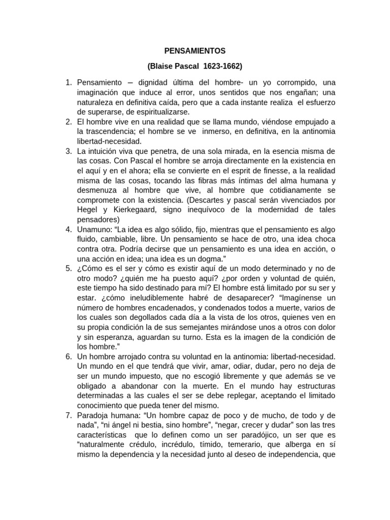 PENSAMIENTOS (Blaise Pascal) | PDF