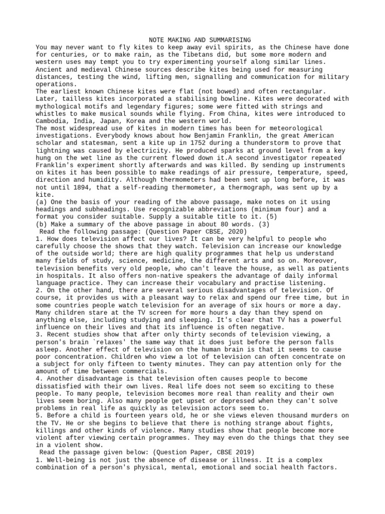 note making exercise | PDF