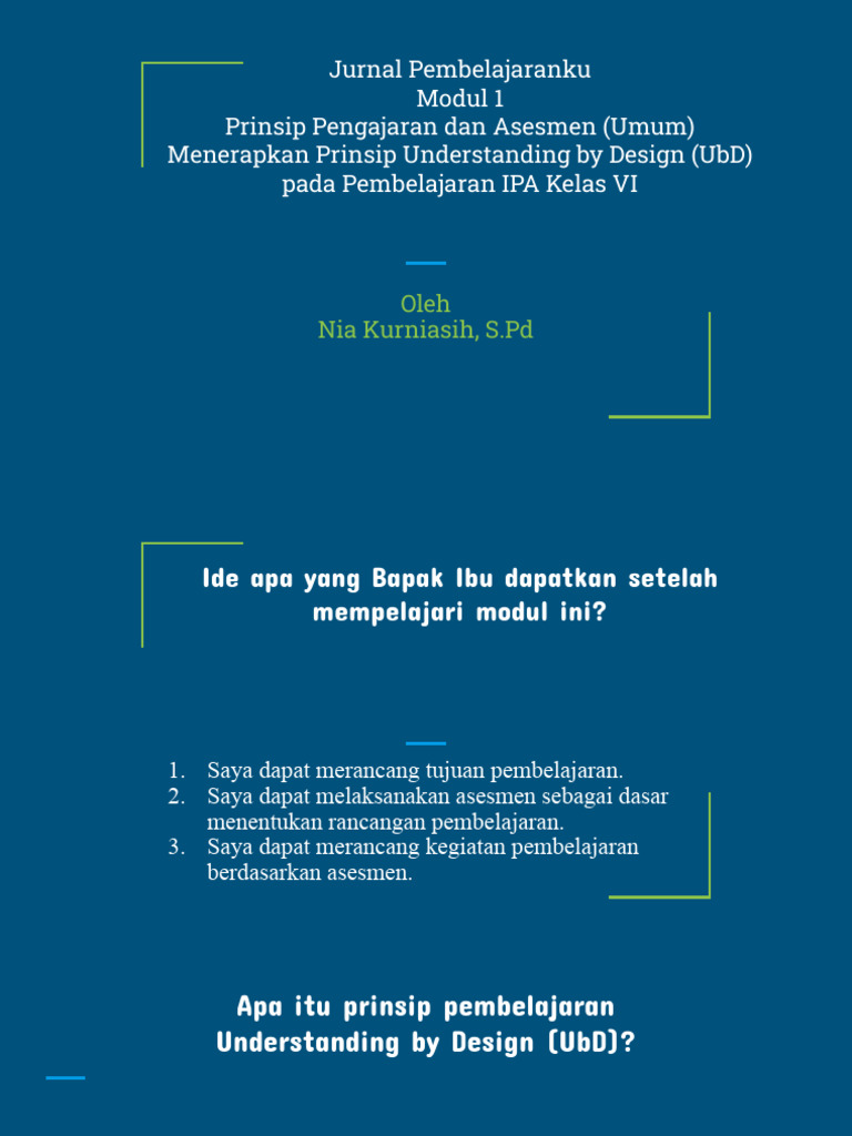 Prinsip Pengajaran Dan Asesmen (Umum) Menerapkan Prinsip Understanding by Design (UbD) Pada ...