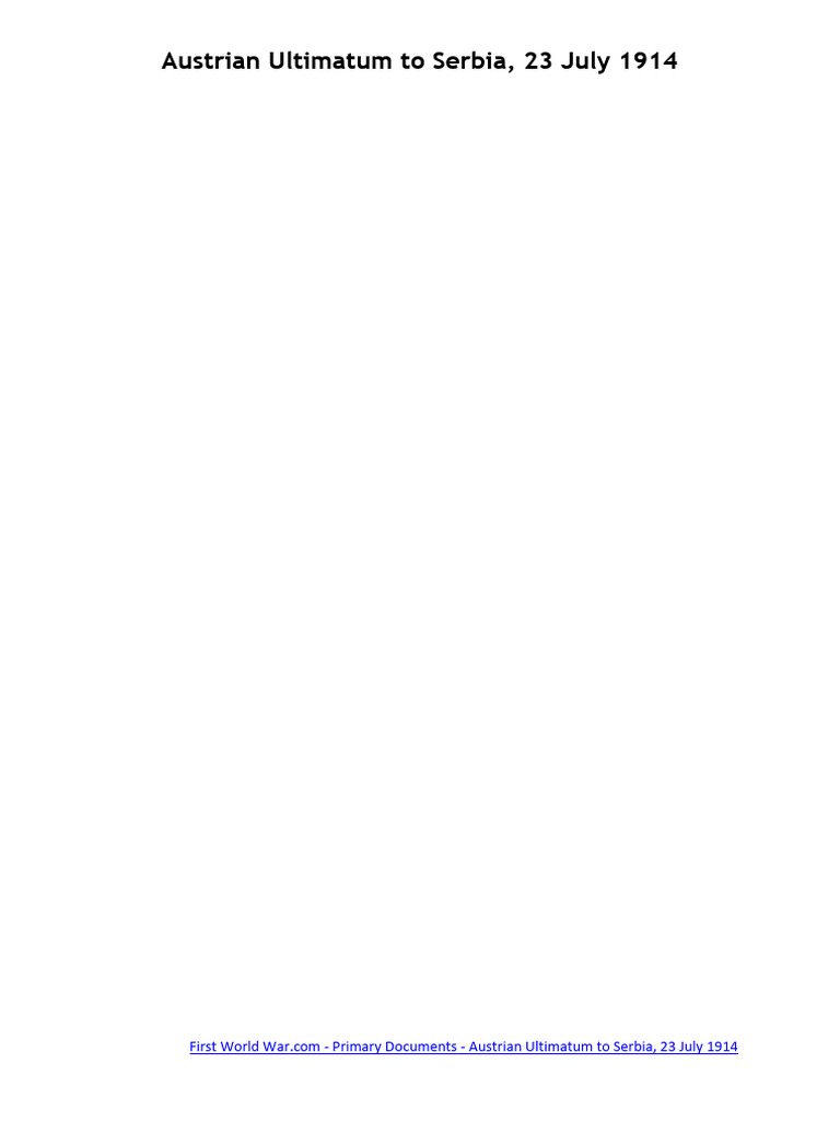 Austro Hungarian Empire's Ultimatum To Serbia | PDF | Austria Hungary ...