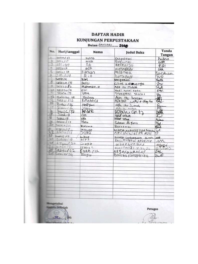 A5. 1 Daftar Kunjung Perpus | PDF