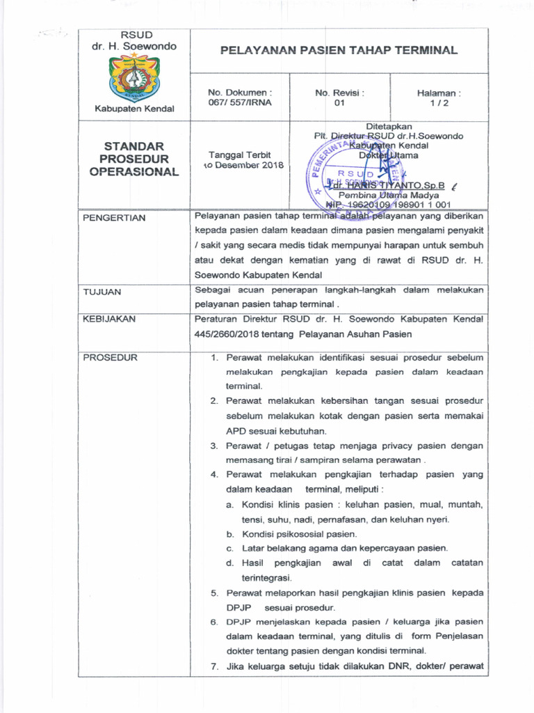 SPO PELAYANAN PASIEN TAHAP TERMINAL | PDF