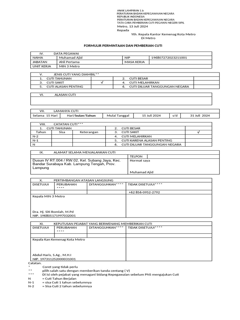 Blangko Cuti Master | PDF
