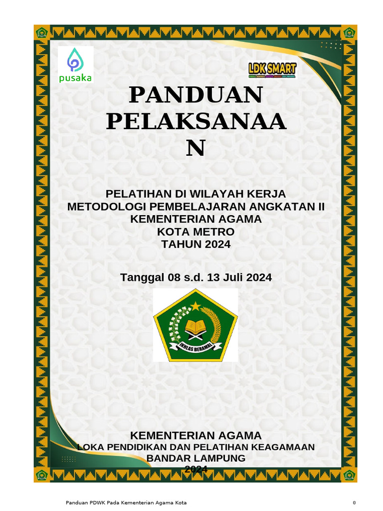Panduan PDWK Metodologi Pembl Angkt. II Kemenag Kota Metro 2024 | PDF