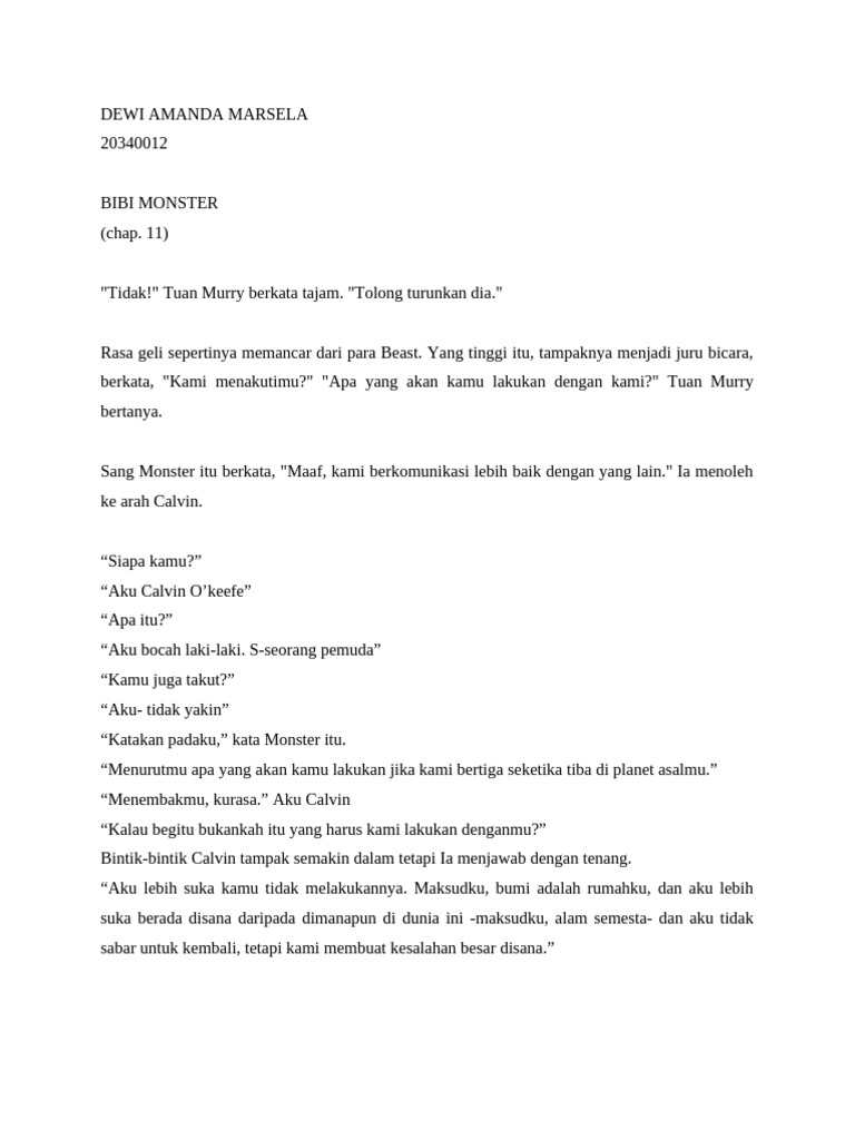 A Wringkle in Time Chap 11 - 20340012 | PDF