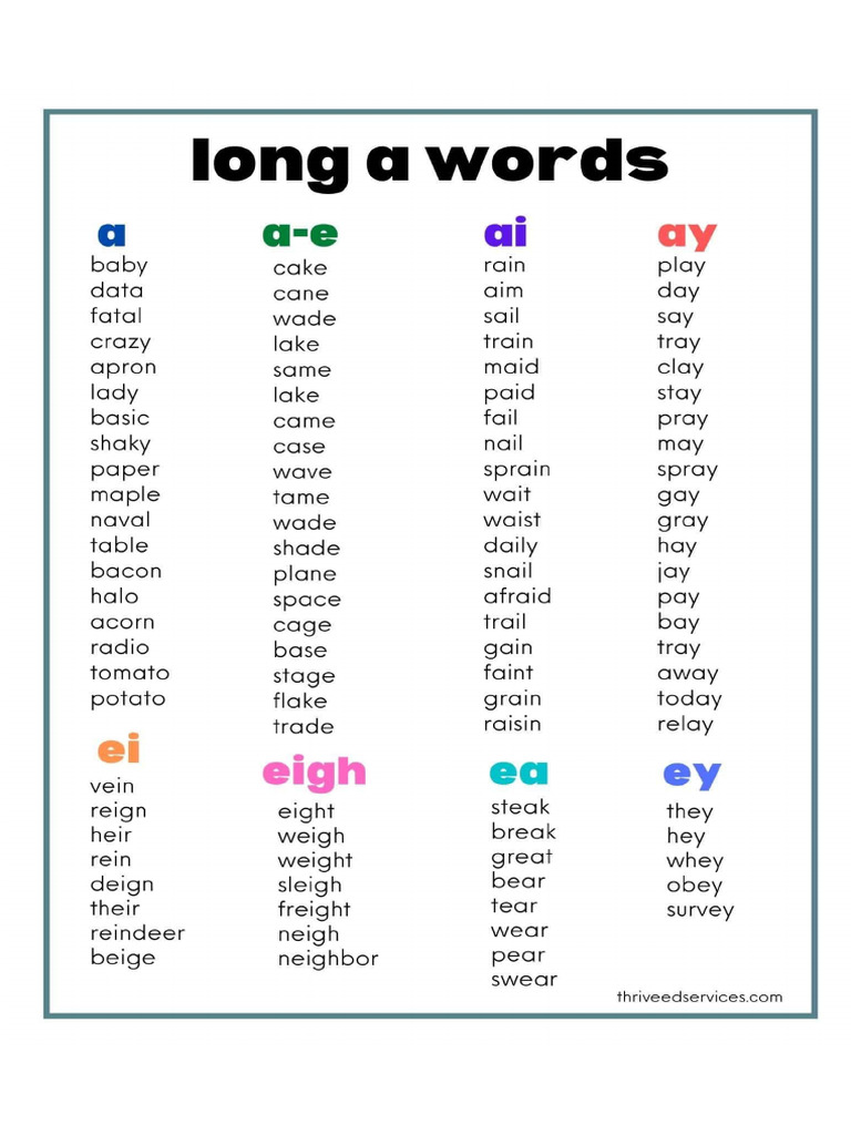 Long A sound Grade 2 | PDF