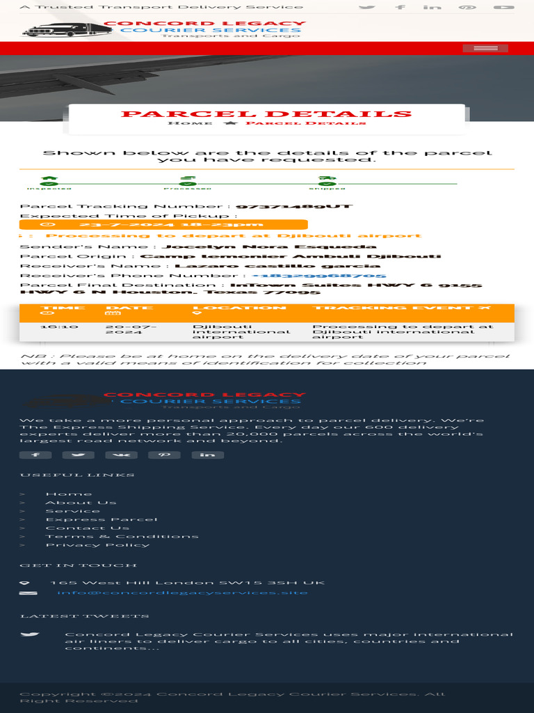 Concord Legacy Courier Services Parcel Details | PDF