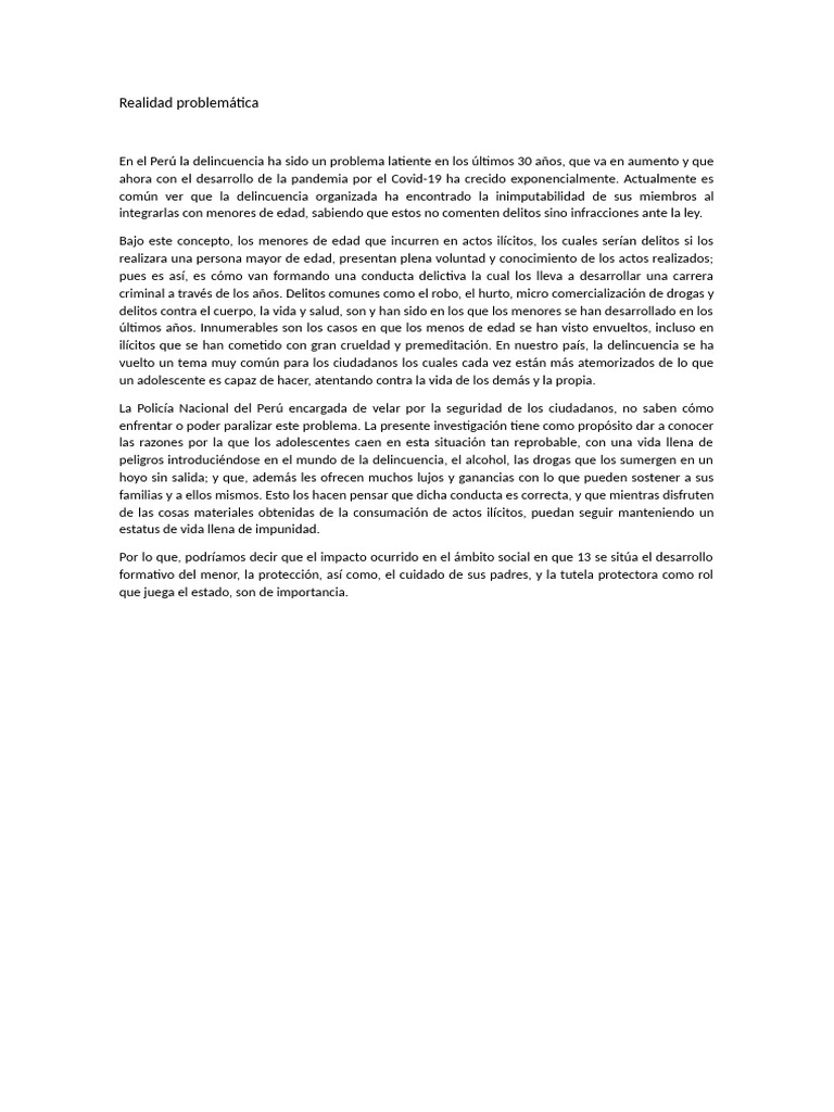 Realidad Problemática | PDF