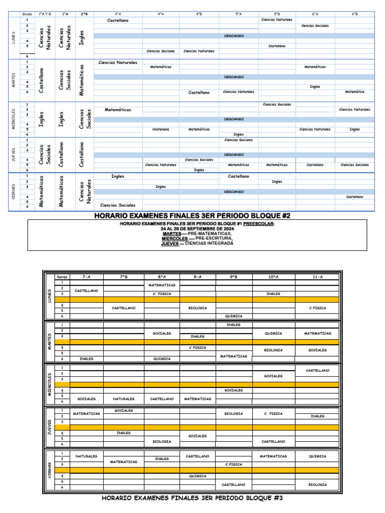 horario de examenes | PDF