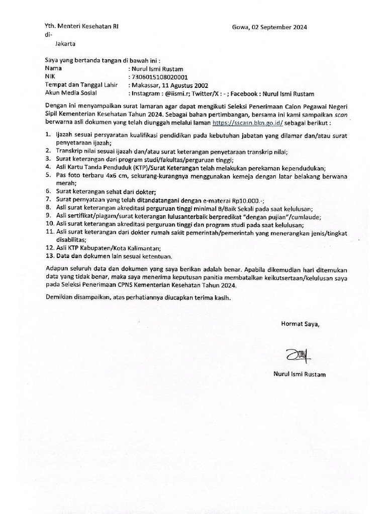 Surat Lamaran Kerja-Dikompresi | PDF