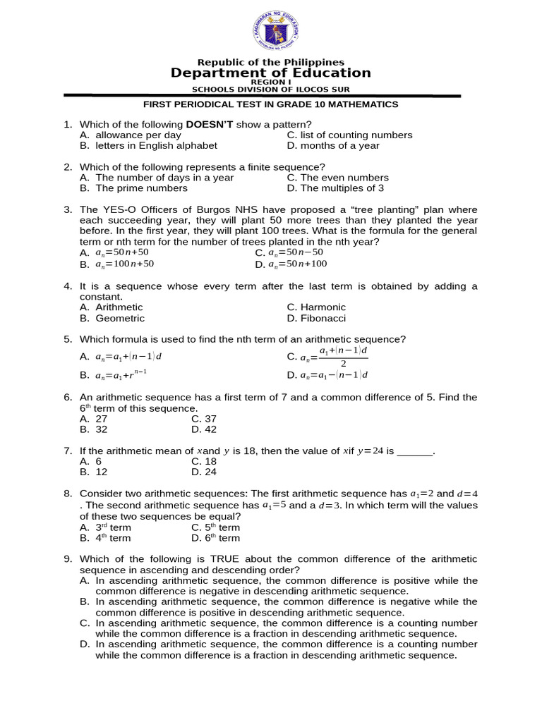 Math 10 Q1 Test - GEROME HABUNGAN | PDF