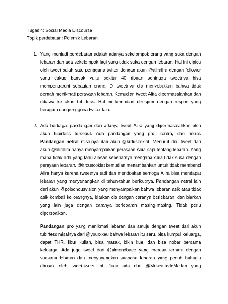 Tugas 4 - Social Media Discourse | PDF | Observances Set | Lifestyle