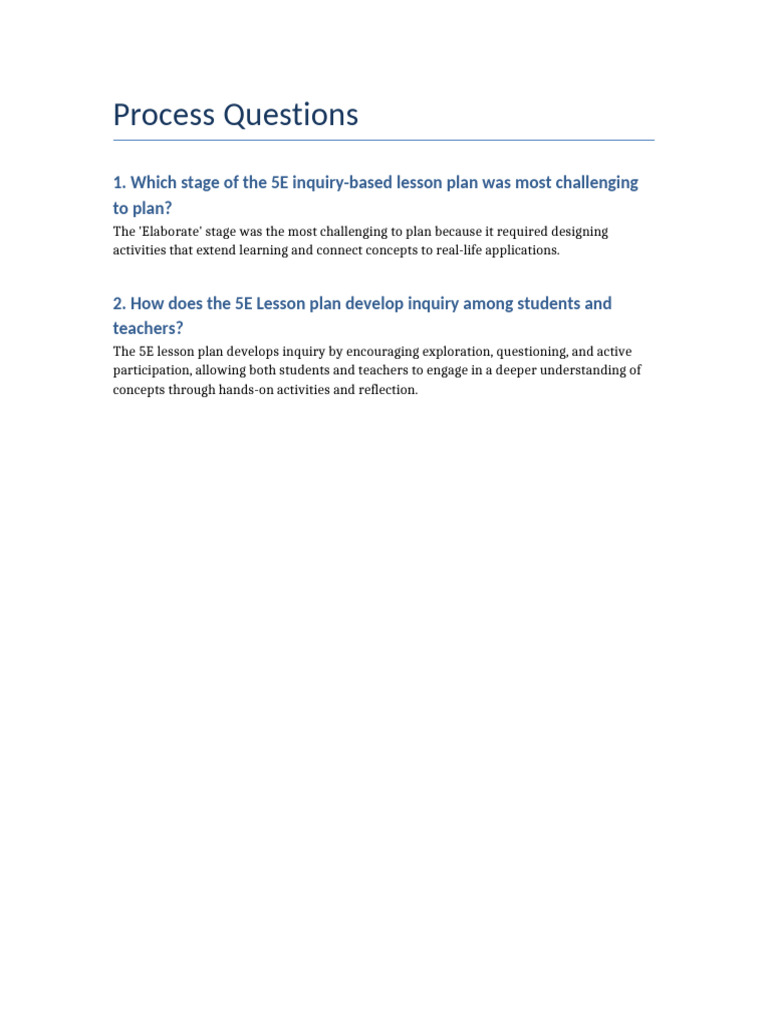 Process Questions | PDF