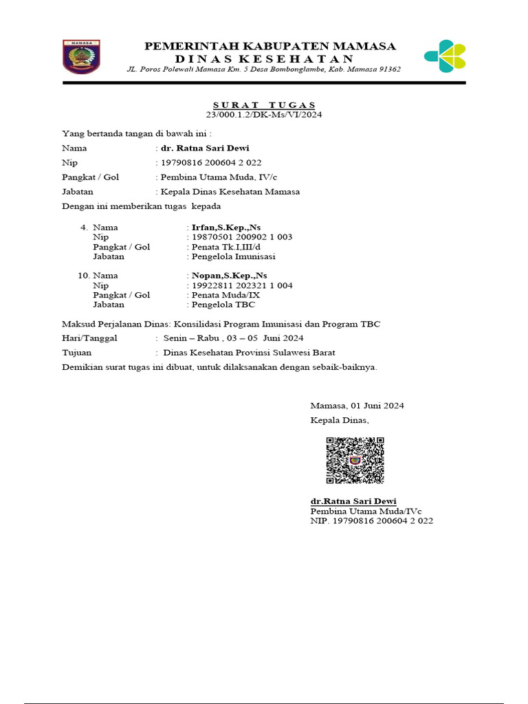 surat tugas konsilidasi prov | PDF