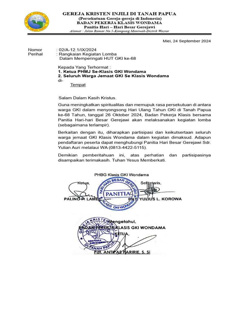 Lomba Hut Gki 68 | PDF