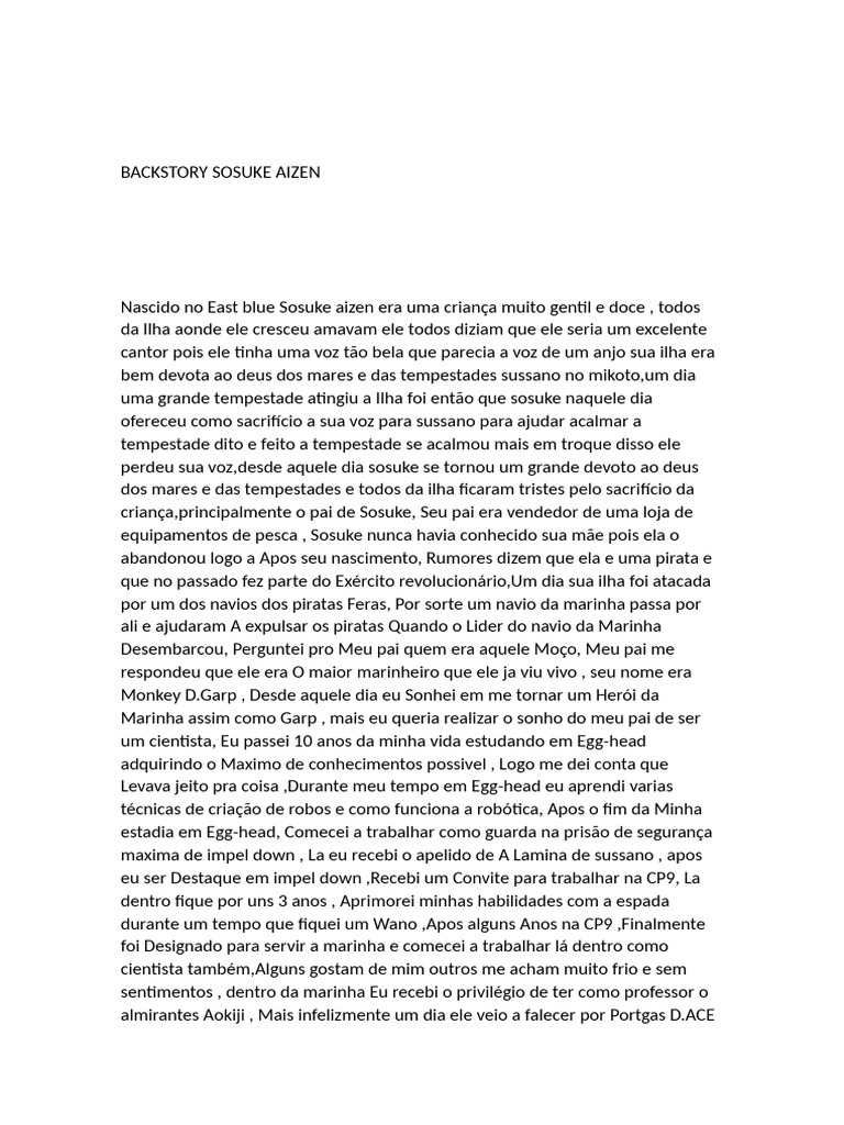 Backstory Sosuke Aizen | PDF