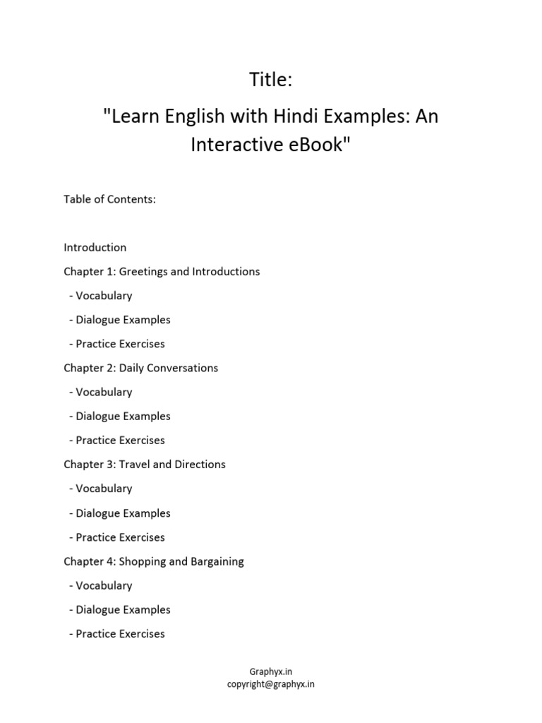 Learn English With Hindi Examples An Interactive Ebook | PDF