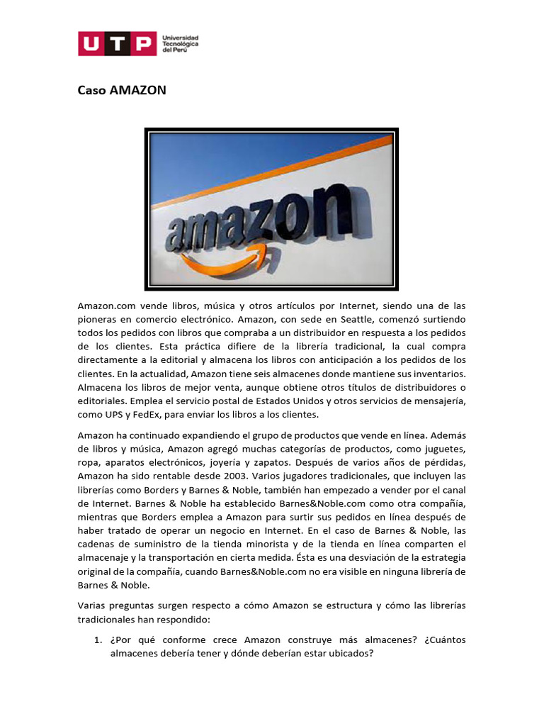 S06 - s1 Caso AMAZON | PDF | Comercio electrónico | Cadena de suministro