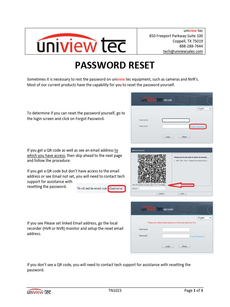 Uniview Tec Password Reset Guide | PDF