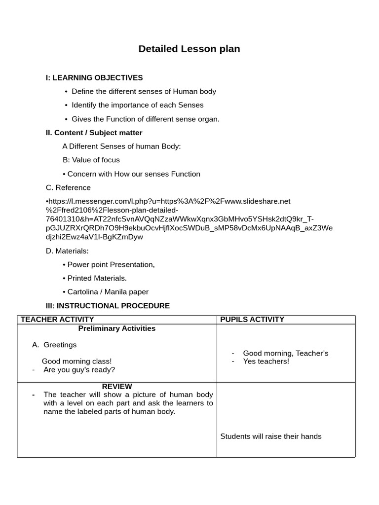 Detailed Lesson Plan | PDF