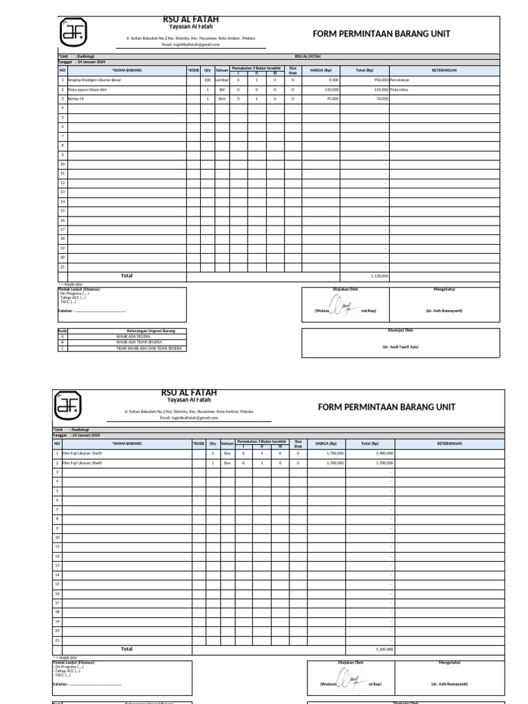 Form Permintaan Barang | PDF
