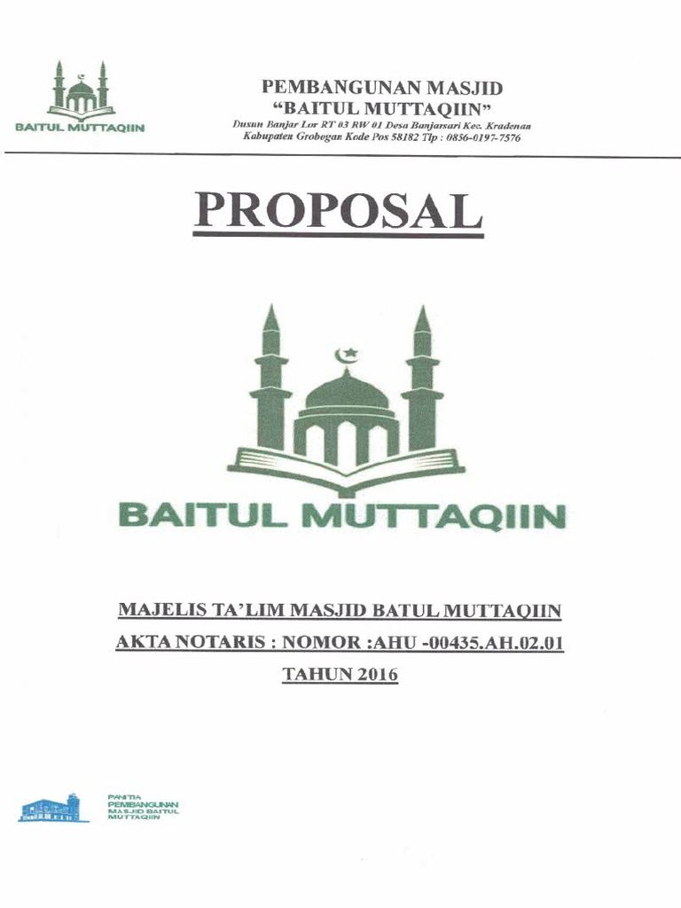 Proposal Masjid Baitul Muttaqiin - 020829 | PDF