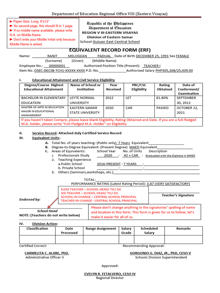 ERF-Form-Sample-2023 | PDF