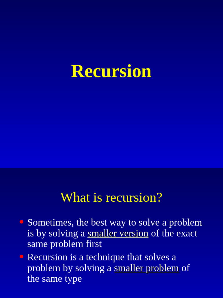 Unit 1 Lecture 5 (Recursion) | PDF Unit 1 Lecture 5 (Recursion) | PDF