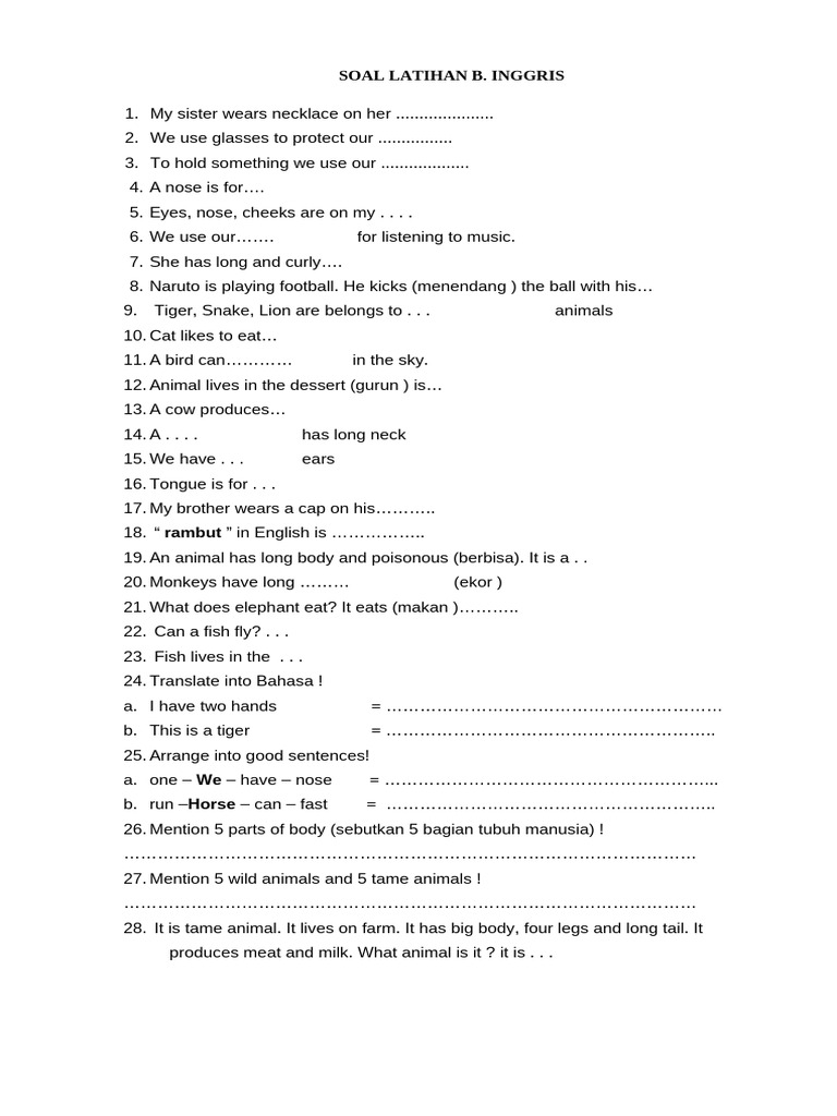 Soal Latihan PTS KLS 3 | PDF Soal Latihan PTS KLS 3 | PDF
