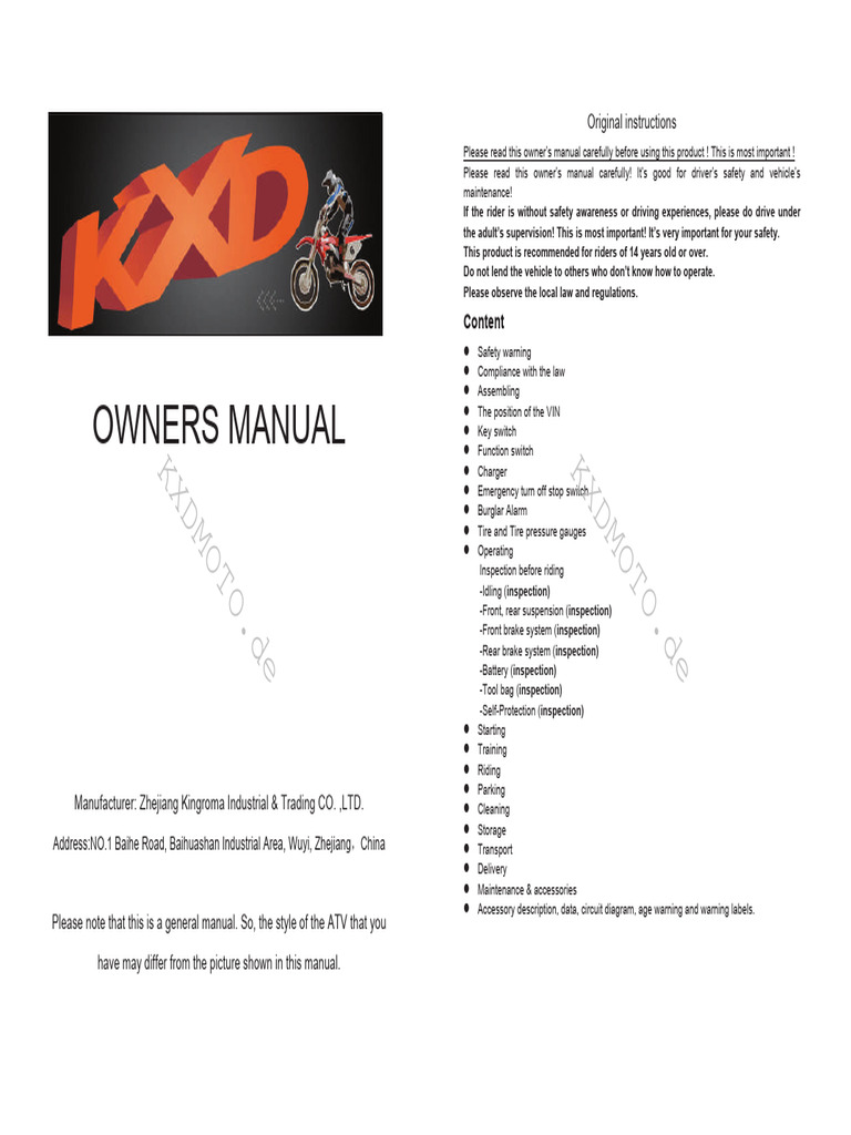 49cc_MINI_ATV_2Stroke_EN_KXD_MOTO | PDF