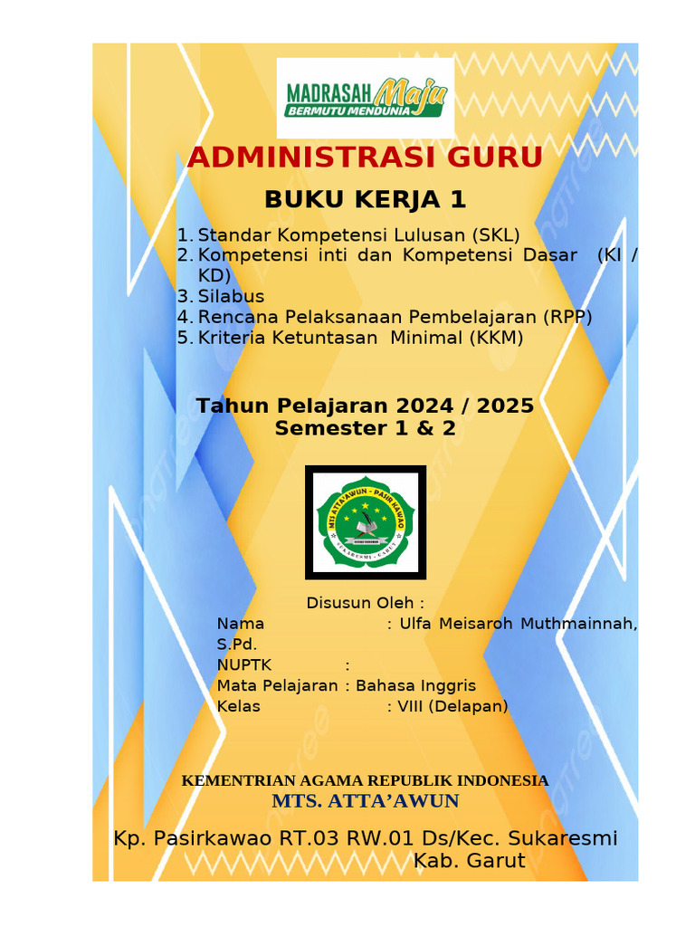 Cover Administrasi Guru 2024 | PDF