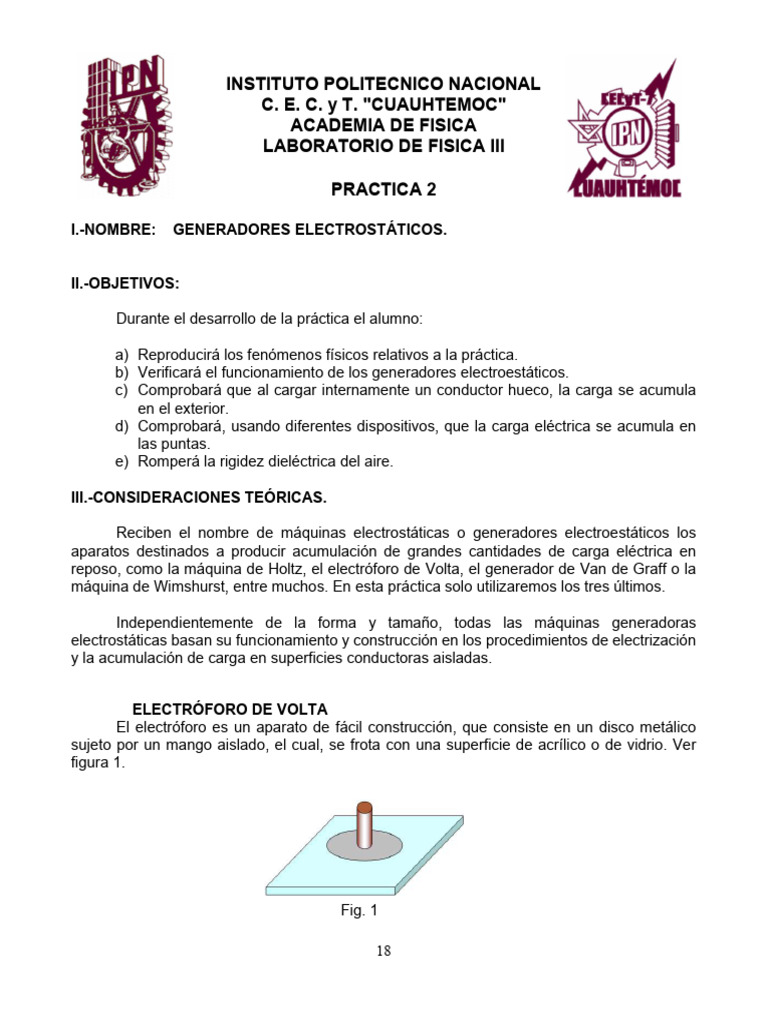 P2 FIII Generadores Electrostáticos | PDF