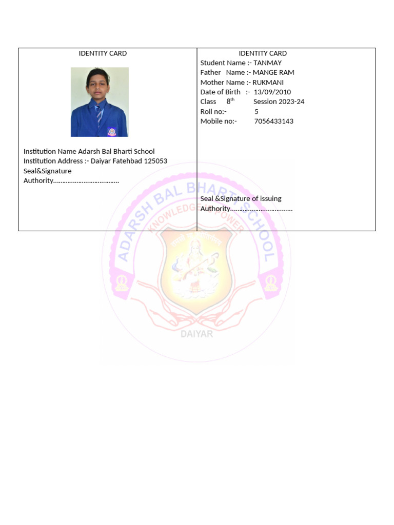 IDENTITY CArd Abb | PDF