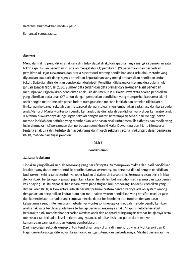 Referensi Buat Makalah Model2 Paud | PDF