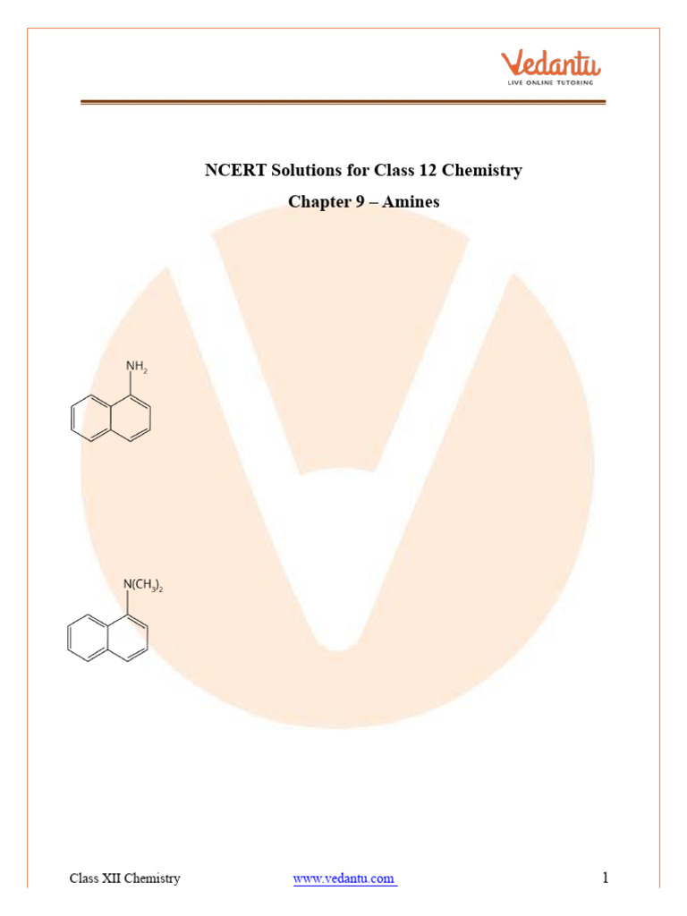 Class 12 Chemistry Chapter 9 Amines NCERT Solutions FREE PDF Download | PDF