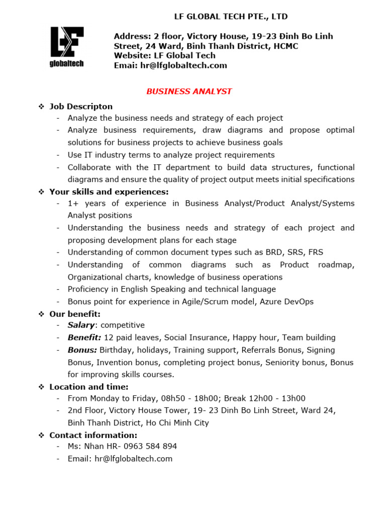 JD Business Analyst | PDF