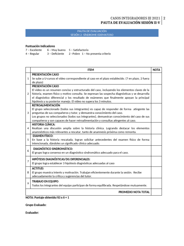 Pauta Evaluaci N Sesi N Sincr Nica Caso 2 Al 5 | PDF