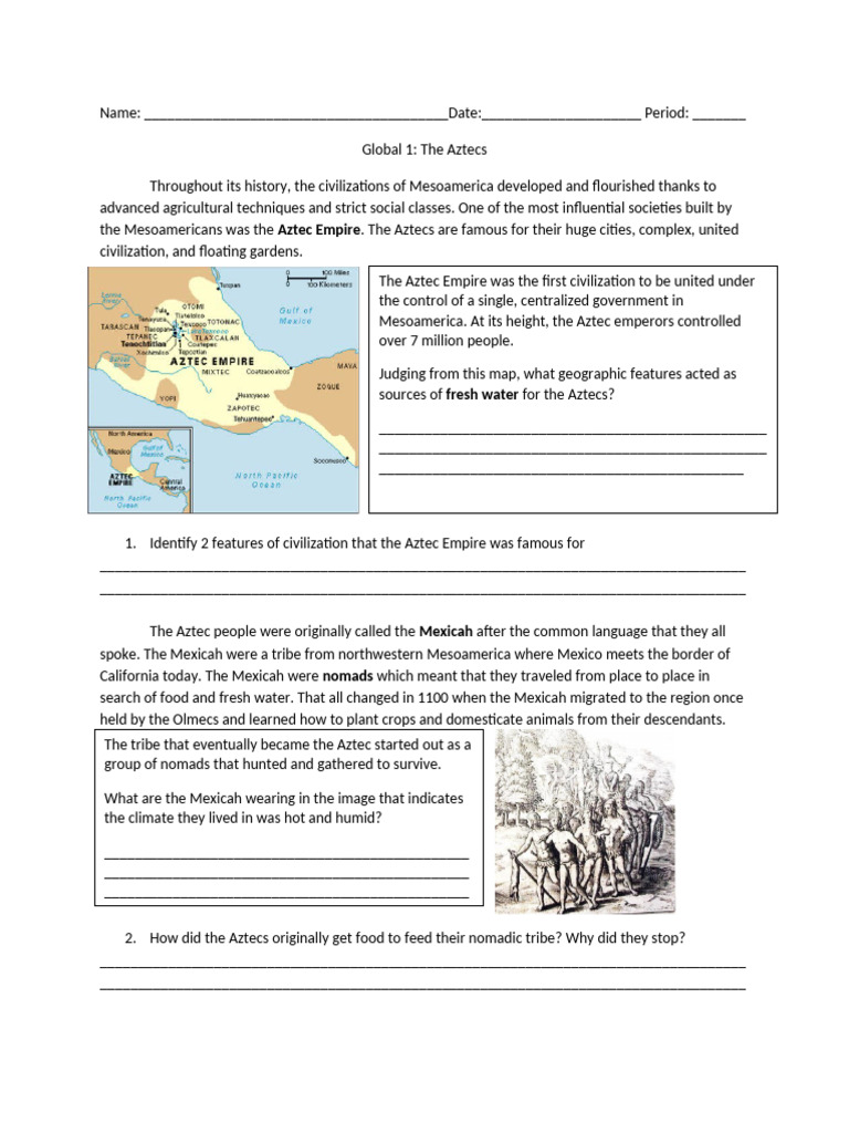 Aztecs Worksheet Edited 2 | PDF