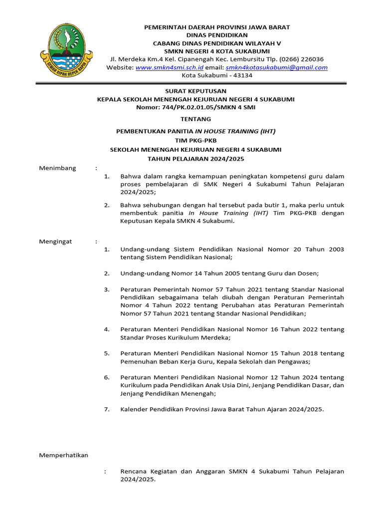 SK Panitia Iht Tim PKG | PDF