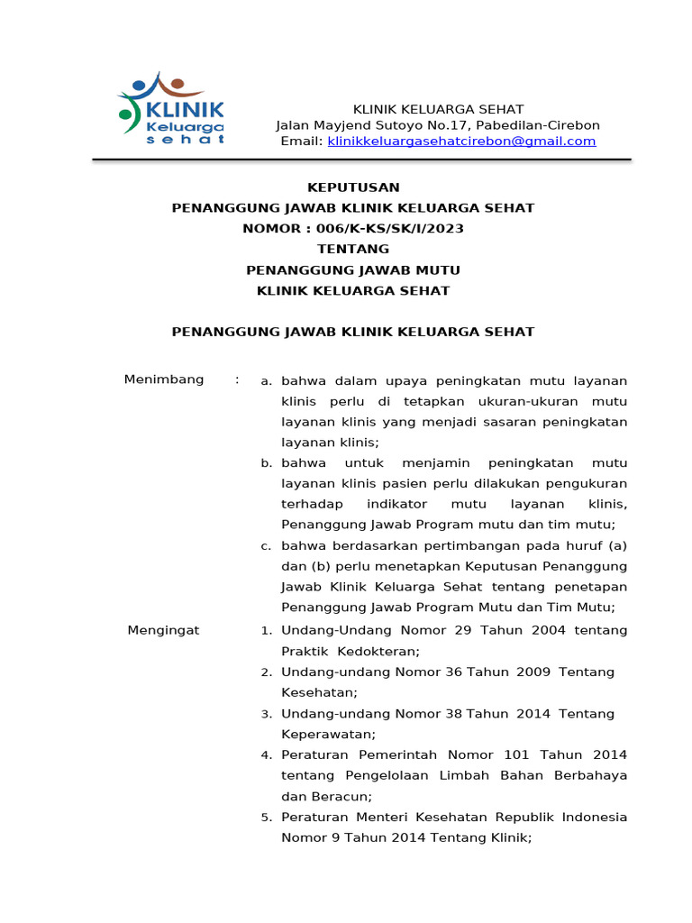 2.1.1 SK PJ Mutu Dan Sotk | PDF