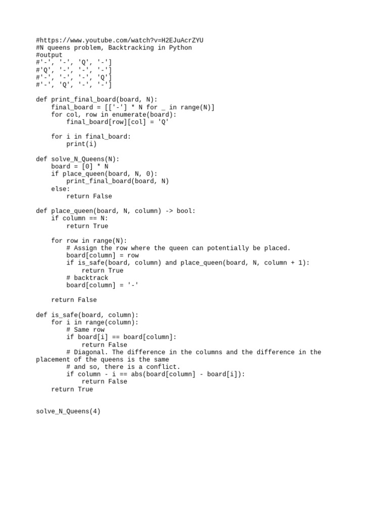 NQueens Python | PDF