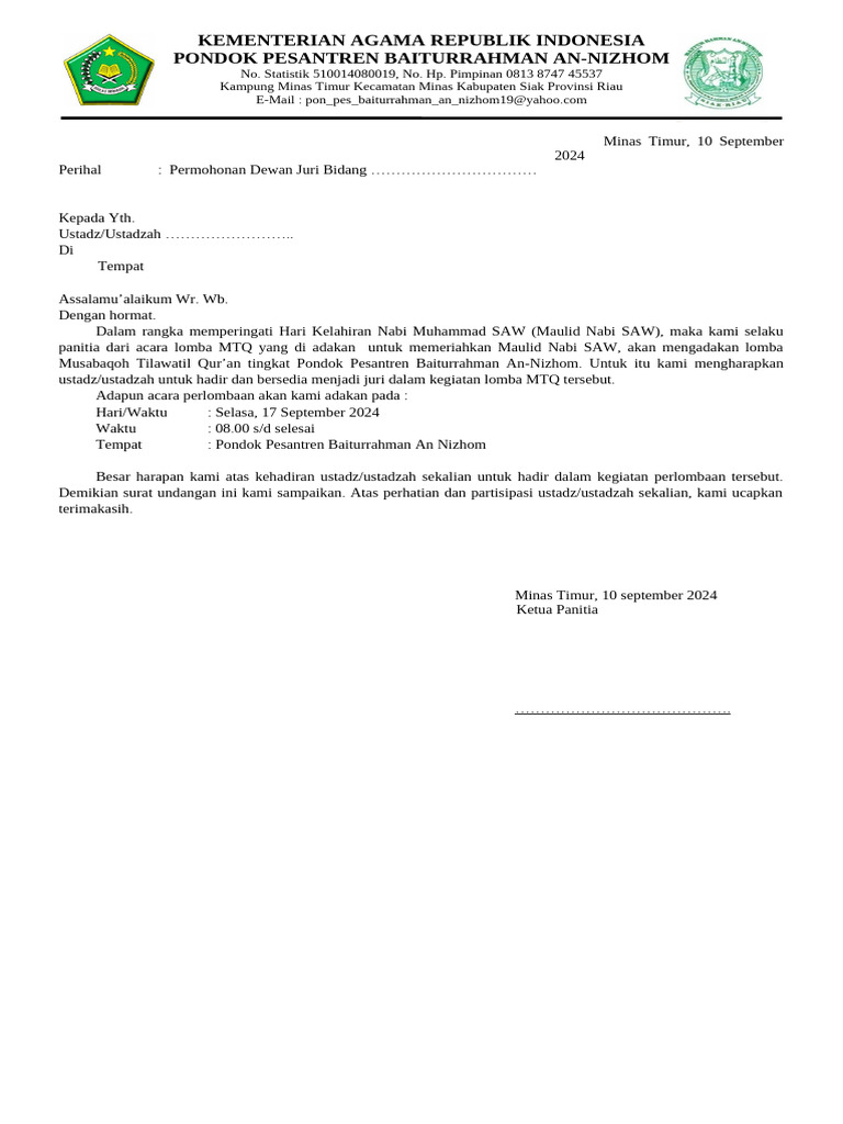 Surat Undangan Juri | PDF