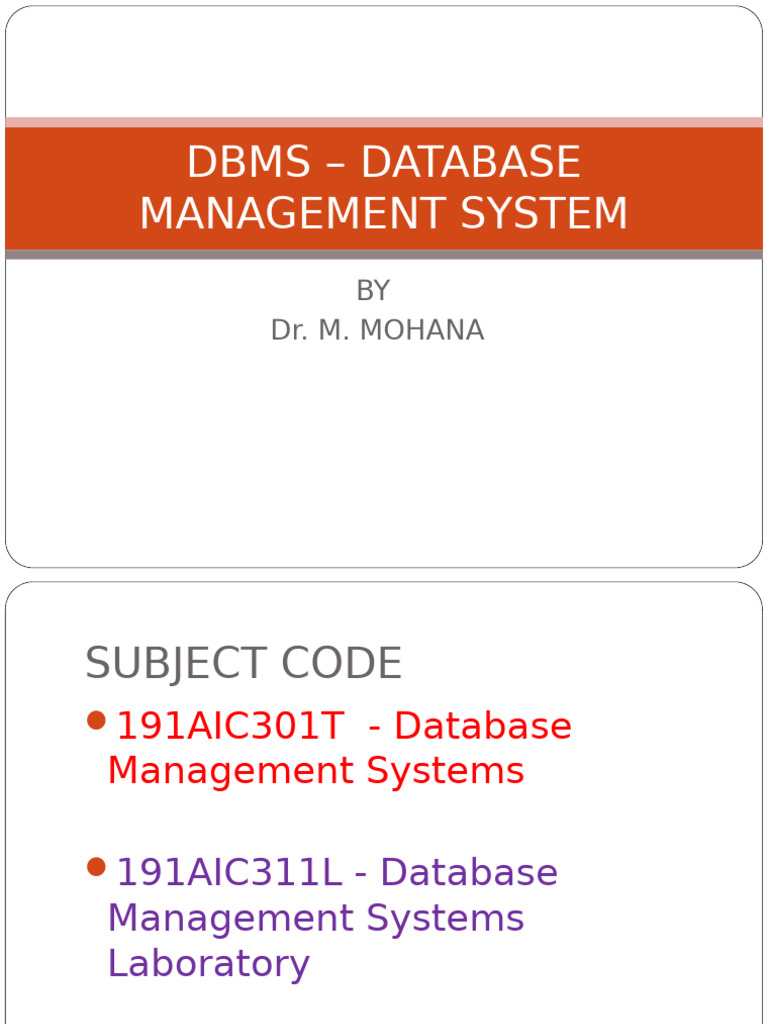Unit 1 - DBMS | PDF
