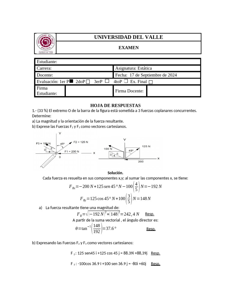 Solución Primer Parcial ESTATICA | PDF