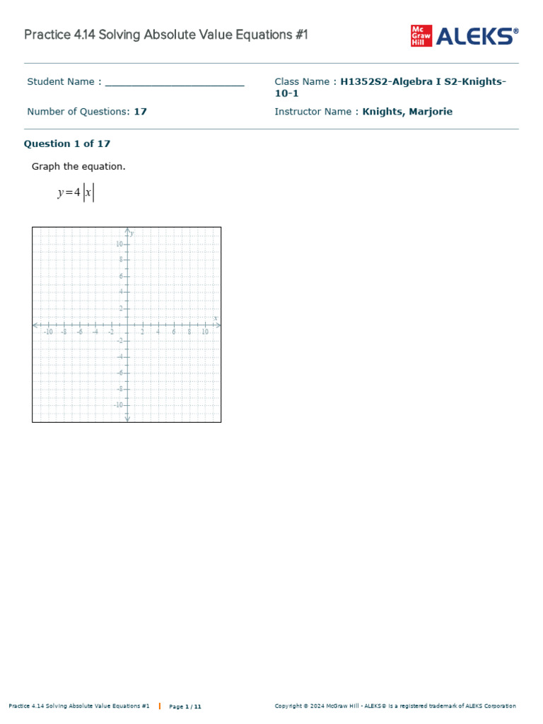 4.14 Solving Absolute Value Equations | PDF